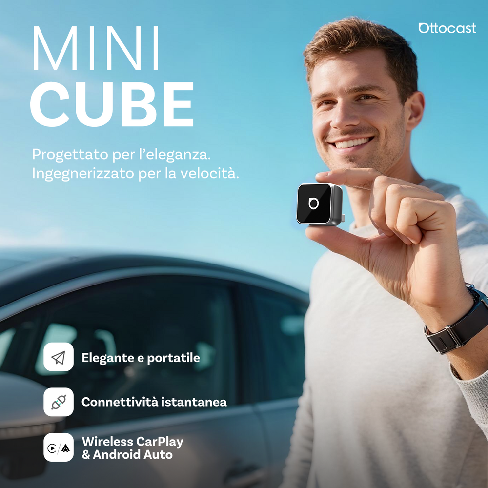 OTTOCAST® Mini Cube 3.0 Adattatore Wireless CarPlay e Android Auto