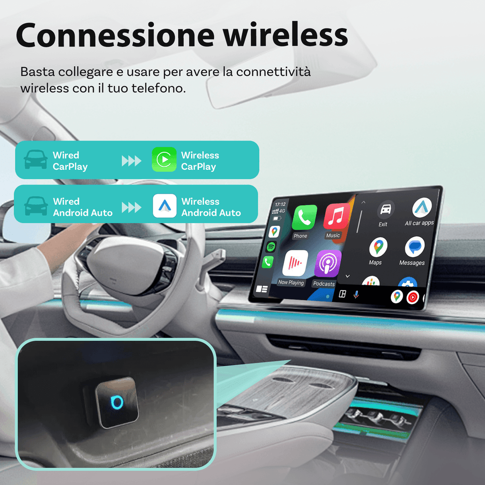 OTTOCAST® Mini Cube 3.0 Adattatore Wireless CarPlay e Android Auto