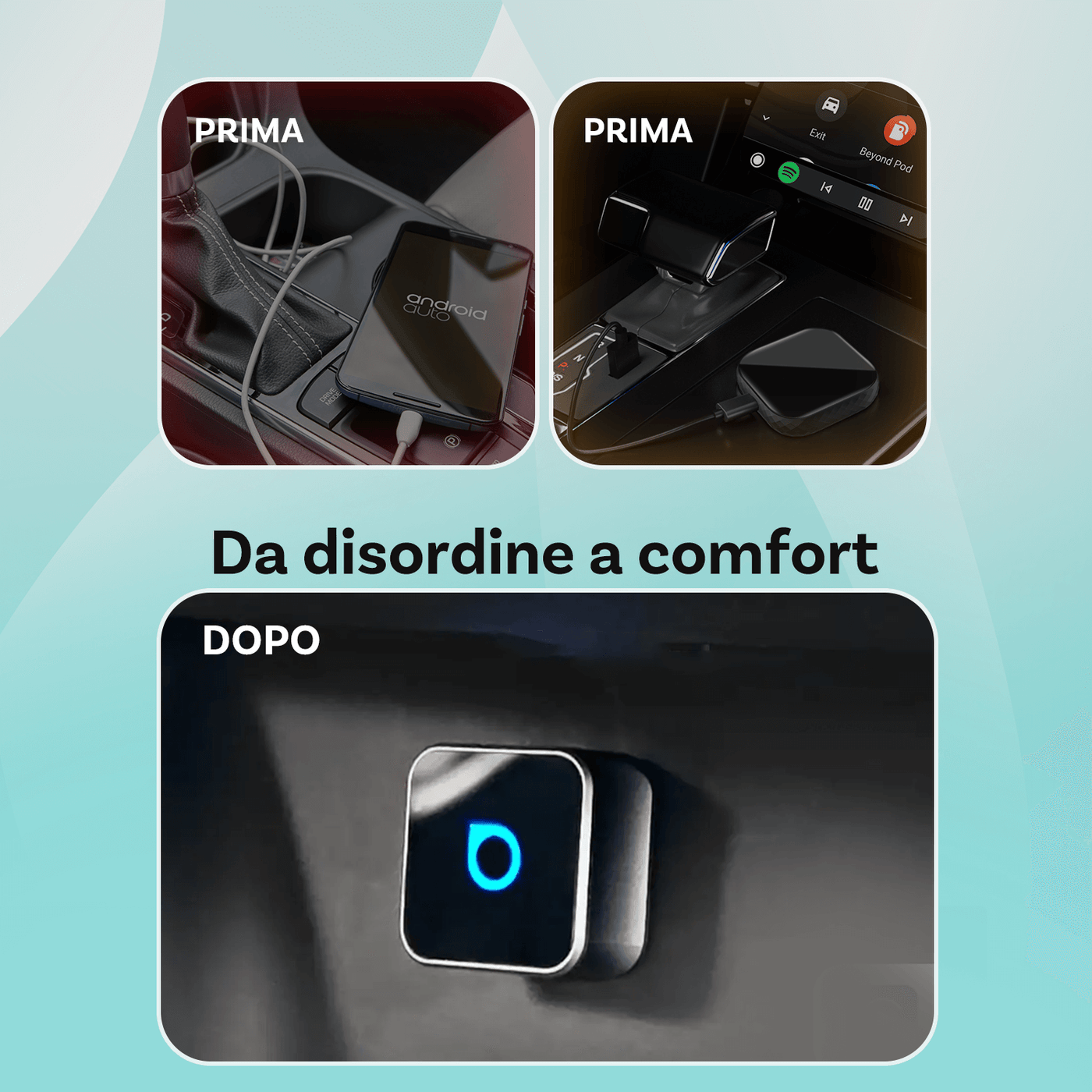 OTTOCAST® Mini Cube 3.0 Adattatore Wireless CarPlay e Android Auto