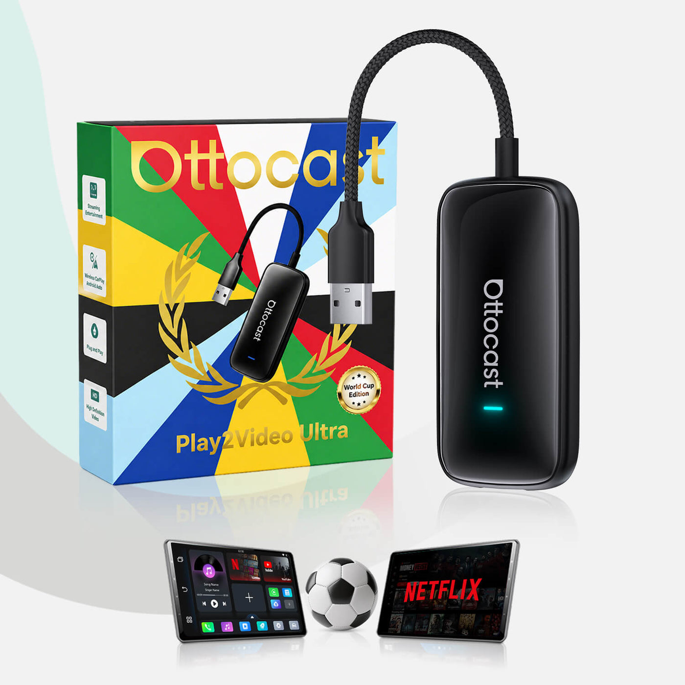 OTTOCAST® Play2Video Ultra All-in-One Adapter with App Hub