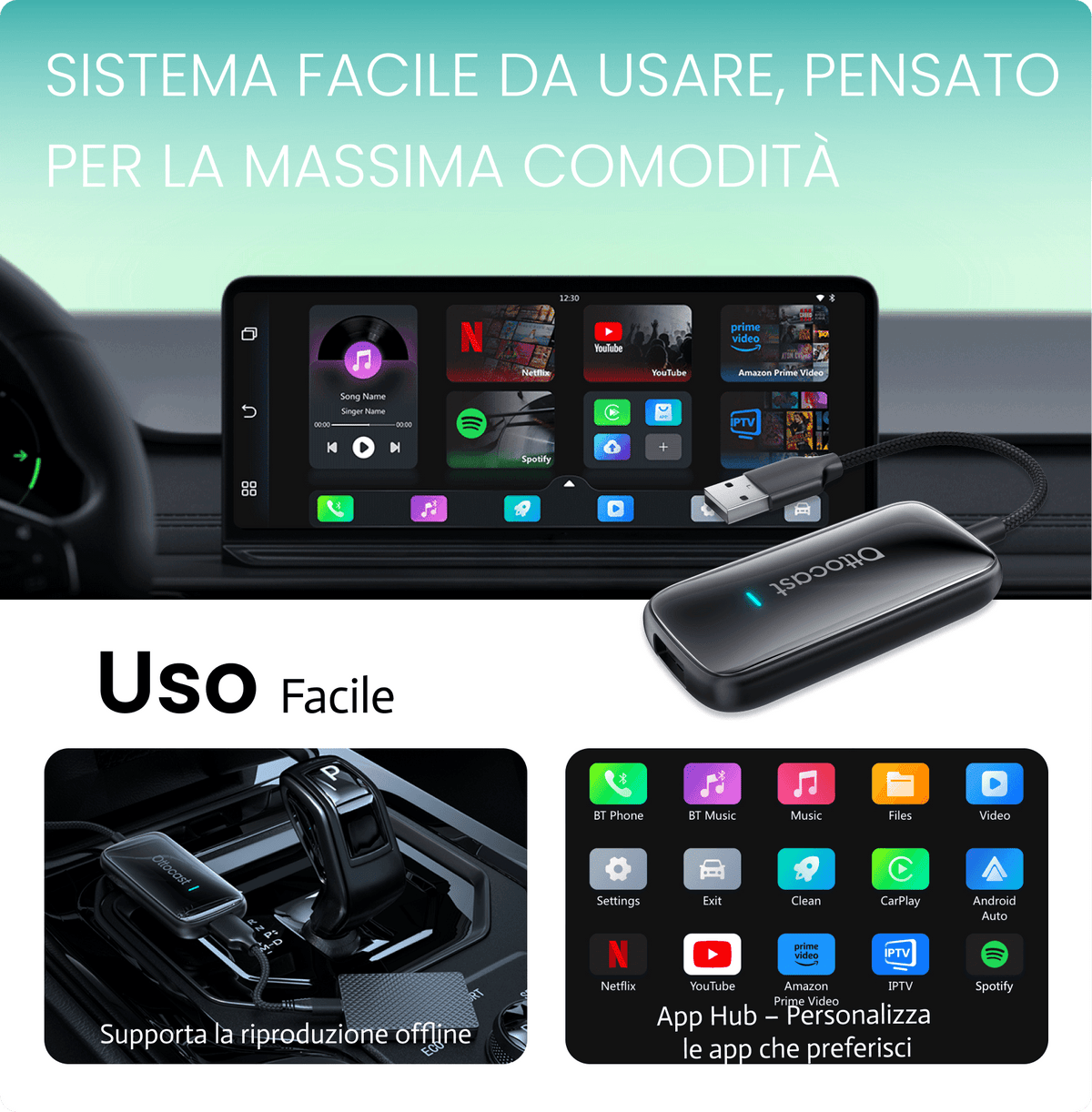 OTTOCAST® Play2Video Ultra Adattatore All-in-1 Con App Hub